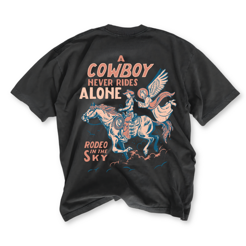 Cowboy Never Alone - Vintage Black – RODEO IN THE SKY